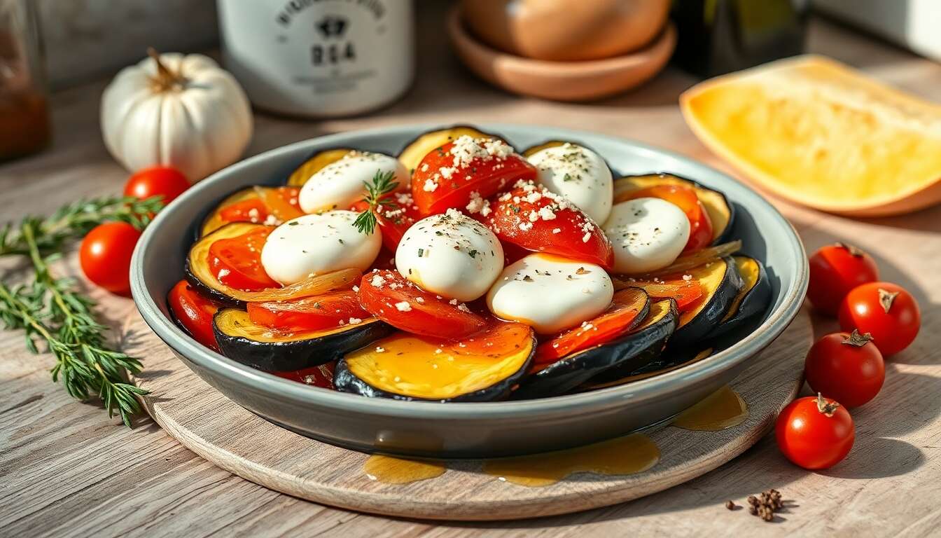 Tian d'aubergines à la mozzarella : recette savoureuse