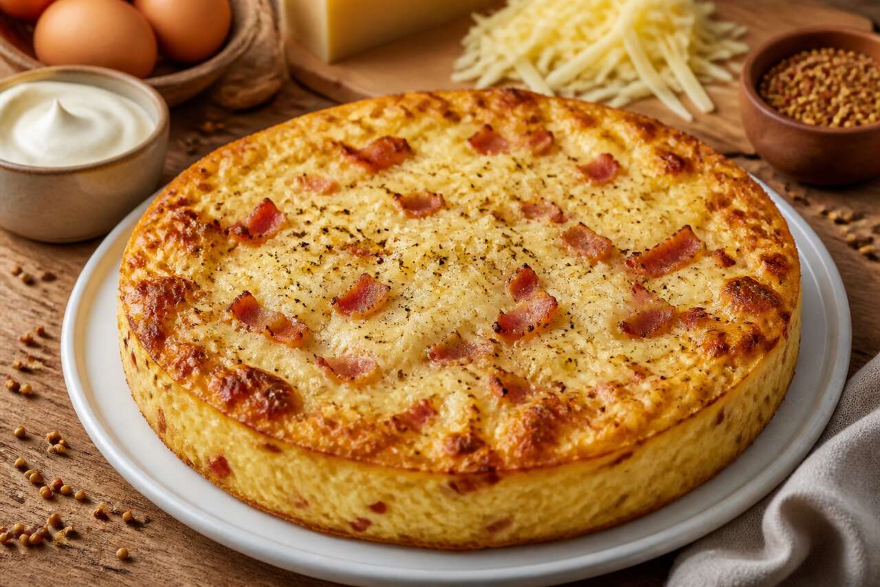 Quiche sans pâte au fromage et lardons : recette savoureuse – Recettes ...
