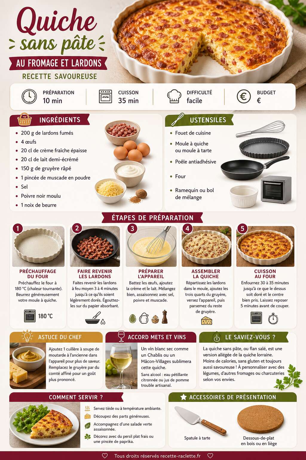 Quiche sans pâte au fromage et lardons : recette savoureuse – Recettes ...